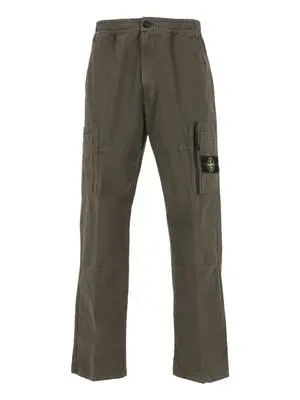 Stone Island Cargo Trousers In Organic Cotton - Gray