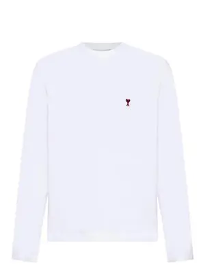 AMI Paris White Cotton De Cœur Long-sleeved T-shirt - Multicolor