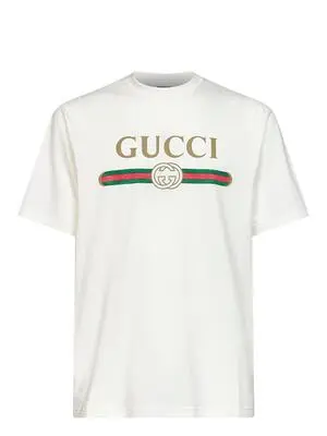 Gucci Chalk Printed Silk Blend Jersey T-shirt - Multicolor