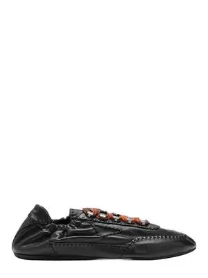 Prada Collapse Sneakers In Aged Nappa Leather - Black
