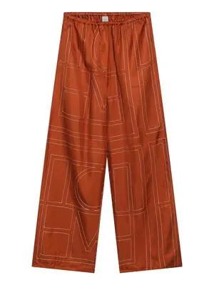 TOTEME TOTEME Monogram Silk Pajama Trousers Brown