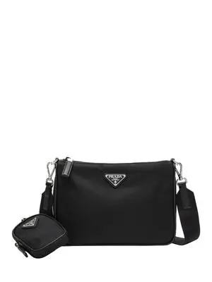 Prada Cross-body Bag In Re-nylon And Saffiano Leather - Black