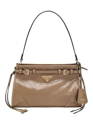 Prada Small Bonnie Top-handle Bag In Cameo Calf Leather - Brown