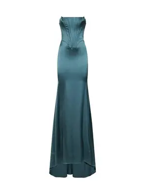 Giuseppe Di Morabito Stretch Satin Long Bustier Dress - Multicolor
