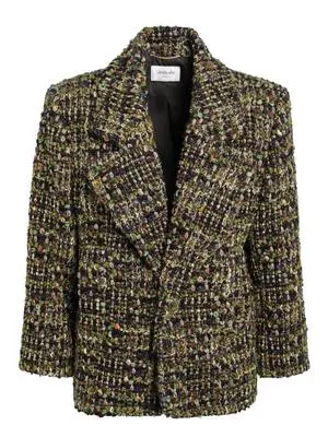 Saint Laurent Single-breasted Khaki Grey Tweed Jacket - Green