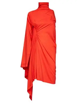 Balenciaga Sunset Red Draped Midi Dress - Multicolor