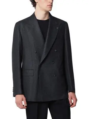 Tagliatore Anthracite Grey Double-breasted Jacket In Wool And Cashmere - Gray