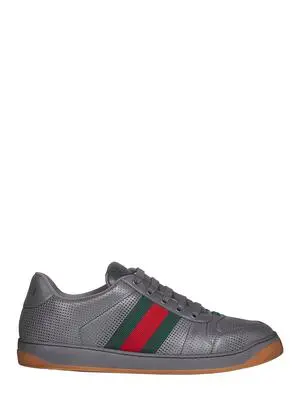 Gucci Dark Grey Perforated Leather Lace-up Sneakers - Multicolor