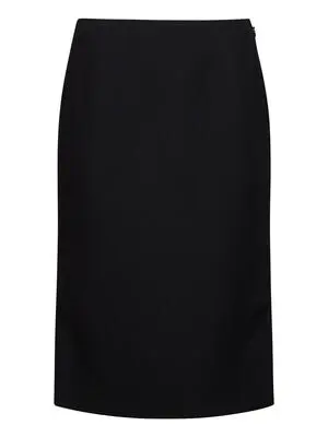 FENDI Fendi Black Wool And Silk Midi Pencil Skirt