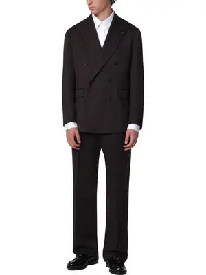 Tagliatore Double-breasted Suit In Wool - Brown