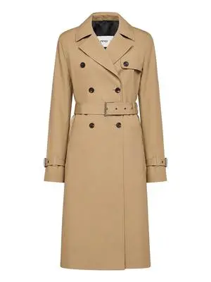 Fendi Belted Cotton Gabardine Midi Trench Coat - Multicolor