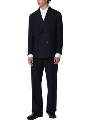 Tagliatore Double-breasted Suit In Wool - Blue