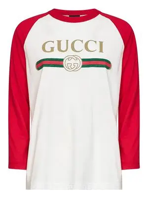 Gucci White Printed Cotton Jersey T-shirt - Multicolor
