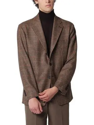 Tagliatore Single-breasted Blazer In Prince Of Wales Check - Brown