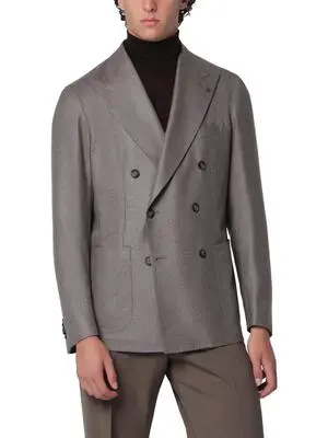 Tagliatore Grey Double-breasted Jacket In Wool And Cashmere - Gray