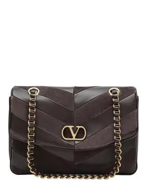 Valentino Garavani Djuna Medium Suede And Nappa Shoulder Bag - Brown
