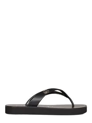 Gucci Black Nappa Leather Platform Thong Sandals With Double G Detail - Multicolor
