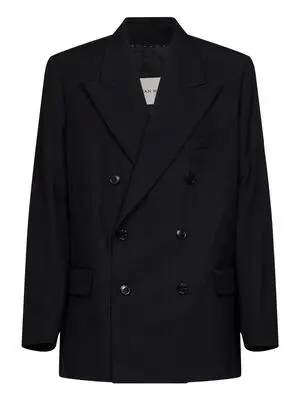 Dries Van Noten Black Wool Canvas Bosier Double-breasted Jacket - Multicolor
