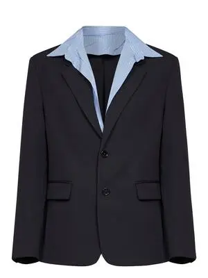 Balenciaga Dark Navy Wool Twill Hybrid Shirt Jacket - Multicolor