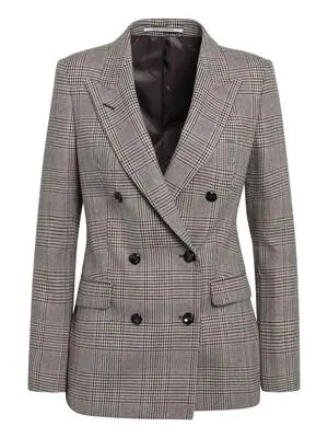Tagliatore Double-breasted Prince Of Wales Jacket - Brown