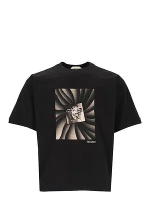 Versace Regular-fit Cotton Jersey T-shirt With Print - Black