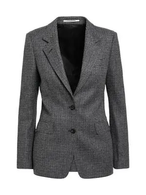 Tagliatore Single-breasted Anthracite Grey Jacket With Houndstooth Pattern In Wool Blend - Gray