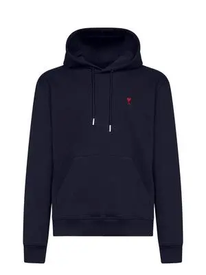 AMI Paris Midnight Blue Cotton De Cœur Hoodie - Multicolor