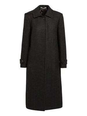Tagliatore Single-breasted Houndstooth Wool Coat - Brown