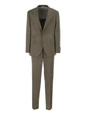 Brunello Cucinelli Silk And Linen Tailored Suit With Single-breasted Jacket - Multicolor