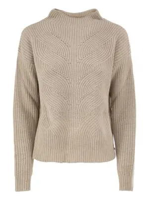 Herno Pure Wool Textured Knit High Neck Jumper - Cream