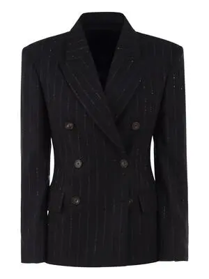 BRUNELLO CUCINELLI BRUNELLO CUCINELLI Double-Breasted Pinstripe Sequined Blazer