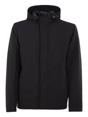 Herno Hooded Padded Jacket In Stretch Technical Fabric - Blue