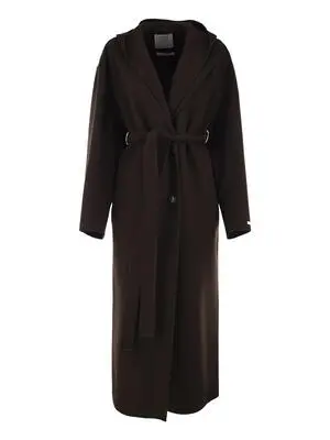 Sportmax Pure Virgin Wool Hooded Coat - Brown