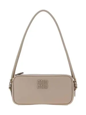 Miu Miu Grey Leather Shoulder Bag - Gray