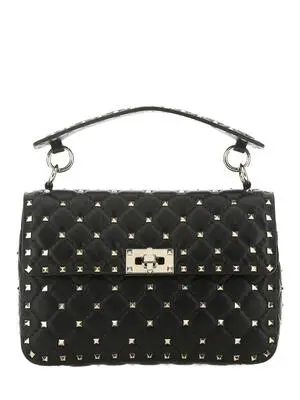 Valentino Garavani Nappa Leather Medium Rockstud Spike Handbag - Black