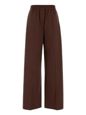 Brunello Cucinelli BRUNELLO CUCINELLI Chocolate Stretch Wool Blend Wide-Leg Pant Brown