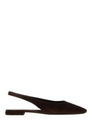 Prada Dark Suede Ballerina Flats - Brown