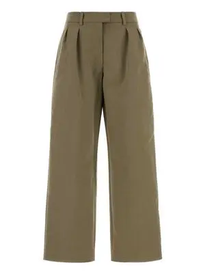 Magda Butrym Khaki Cotton Wide-leg Pants - Green