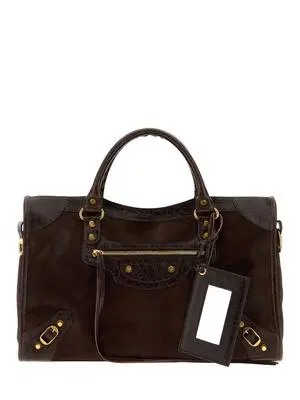 Balenciaga Calf Hair Medium Le City Handbag - Brown