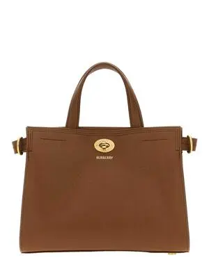 Burberry Leather Medium Cotswolds Check Handbag - Brown
