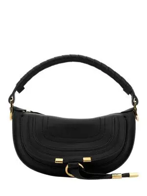 Chloé Chloe Women Black Leather Mini Marcie Shoulder Bag Black