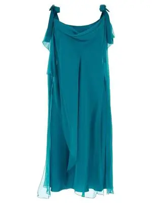 Alberta Ferretti Teal Green Silk Dress - Blue