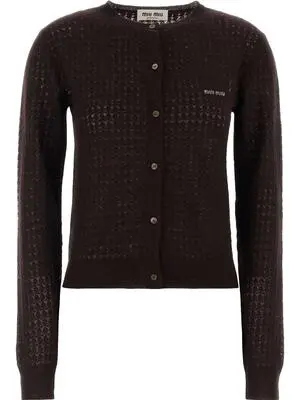 Miu Miu Cashmere Blend Cardigan Brown