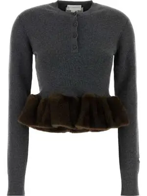 Stella McCartney STELLA MCCARTNEY Dark Grey Stretch Wool Blend Sweater Gray