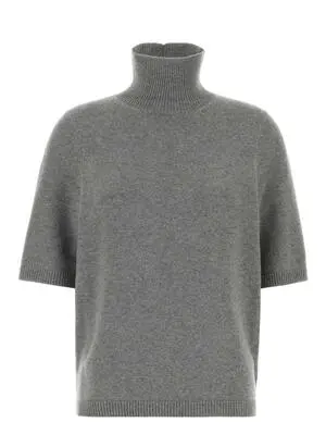 Alaïa ALAIA Grey Cashmere Blend High Neck Sweater Gray