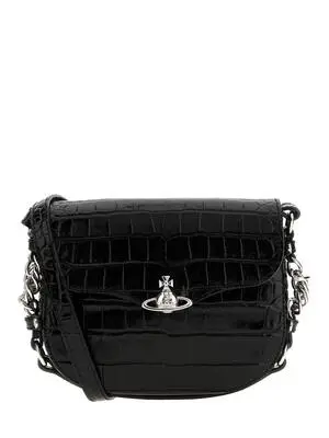 VIVIENNE WESTWOOD Leather Hunter Shoulder Bag - Black
