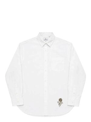 OVO Rose Longsleeve Button Down Polo Shirt - White