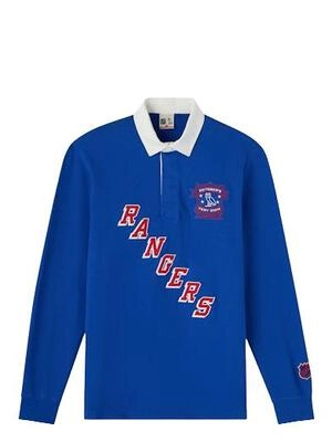 OVO X Nhl New York Rangers Long Sleeve Rugby Polo - Blue