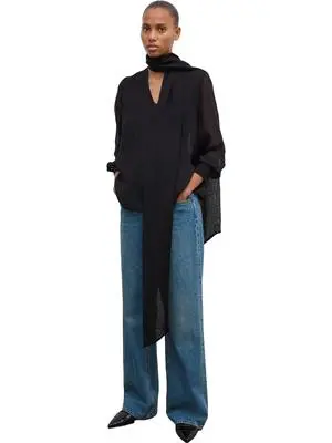 HOUSE OF DAGMAR House Of Dagmar Sheer Viscose Blouse With Scarf Detail