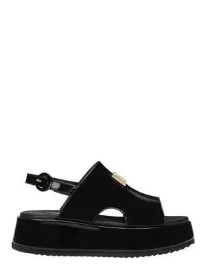 Dolce & Gabbana Dolce & Gabbana Patent Leather Wedge Sandals Black